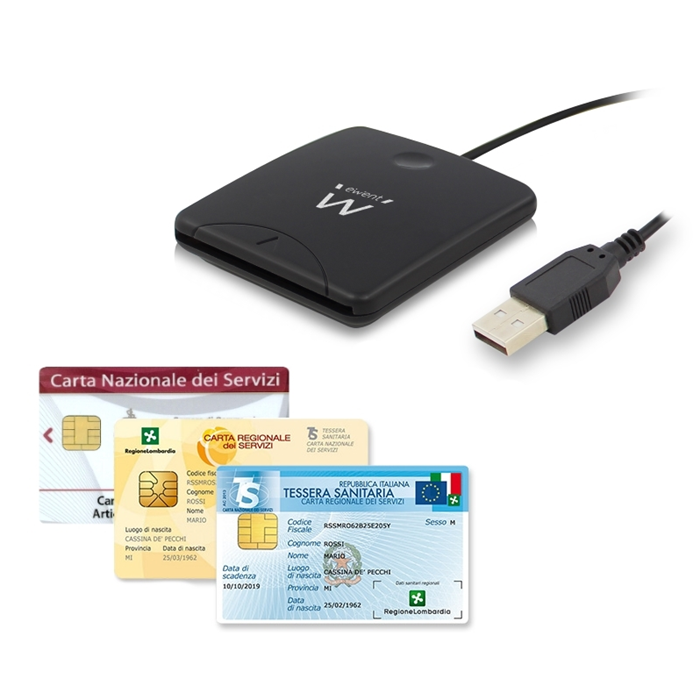 EW1052 - LETTORE USB PER SMART CARD FIRMA DIGITALE EWENT EW1052 USB 2.0 ...